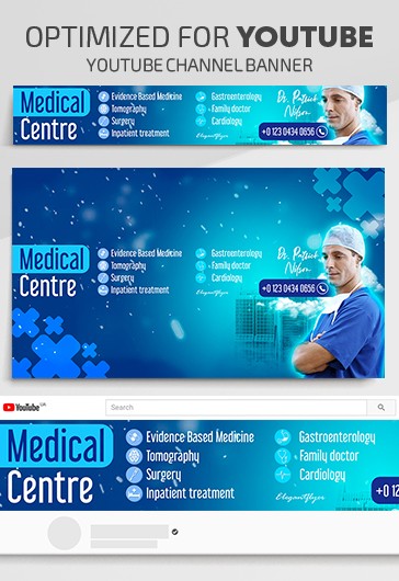 Blue Simple Medical Youtube Premium Social Media Template PSD | by ...