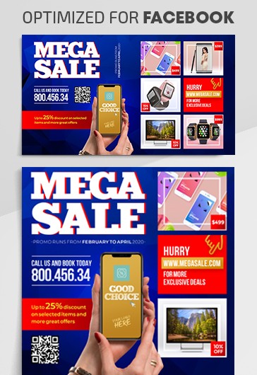 Blue Simple Mega Sale Facebook Premium Social Media Template PSD | by ...