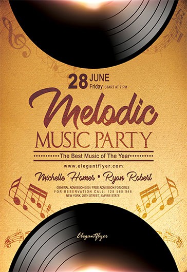 Yellow Creative Melodic Music Premium Flyer Template PSD | by Elegantflyer
