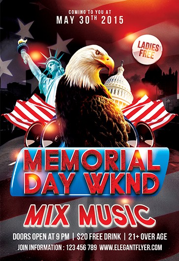 Multicolor Creative Memorial Day WKND Free Flyer Template PSD | by ...