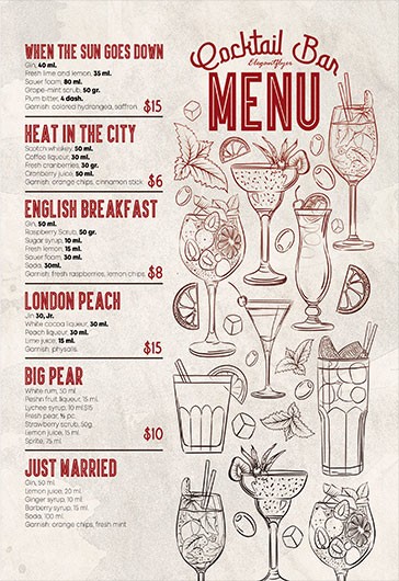 Modelos de Menu de Restaurante Gratuitos em PSD - por ElegantFlyer