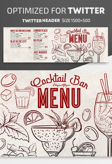 Pastel Illustrated Menu Bar Twitter Premium Social Media Template PSD ...