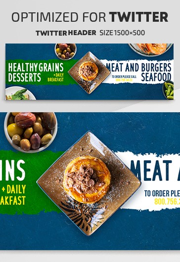 Blue Modern Menu Twitter Premium Social Media Template PSD | by ...