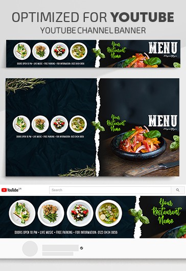 Black Simple Menu Youtube Premium Social Media Template PSD | by ...