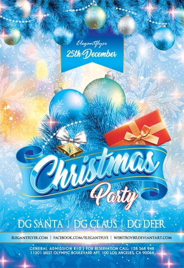 Blue Bright Merry Christmas Premium Flyer Template PSD | by Elegantflyer