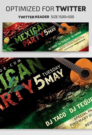 Mexican Party - Free Twitter Header PSD Template - 10026841 | by ...