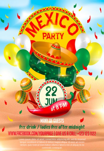 Free Mexican Party Flyers | elegantflyer.com