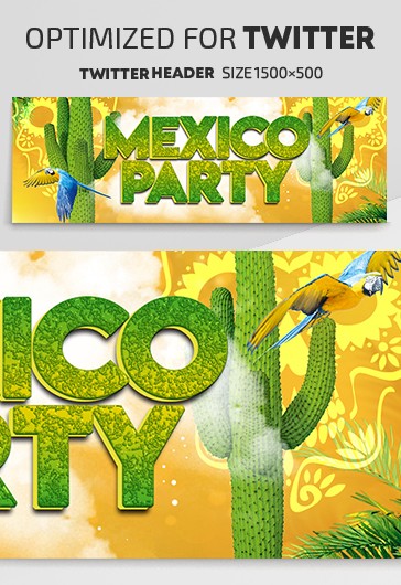 Yellow Exclusive Mexico Party Twitter Premium Social Media Template PSD