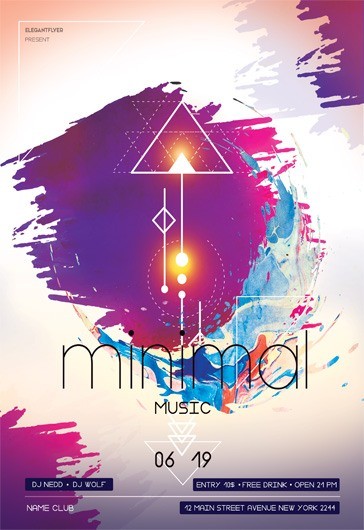 Multicolor Abstract Minimal Music Premium Flyer Template PSD | by ...