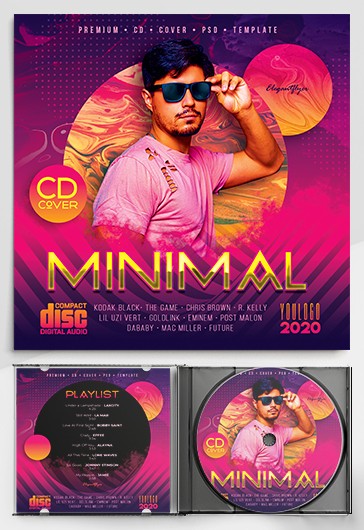 Pink Abstract Minimal Premium CD Album Cover Template PSD | by Elegantflyer