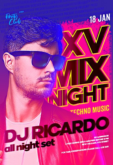 Pink Glow Mix Night Party Premium Flyer Template PSD | by Elegantflyer