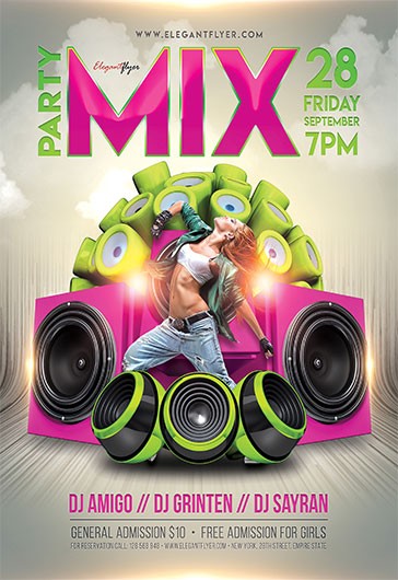 White Artistic Mix Party Premium Flyer Template PSD | by Elegantflyer