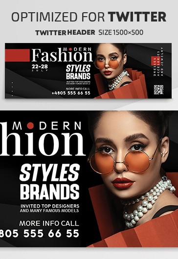 Plantilla de redes sociales PSD Negro Simple Moda moderna en Twitter ...