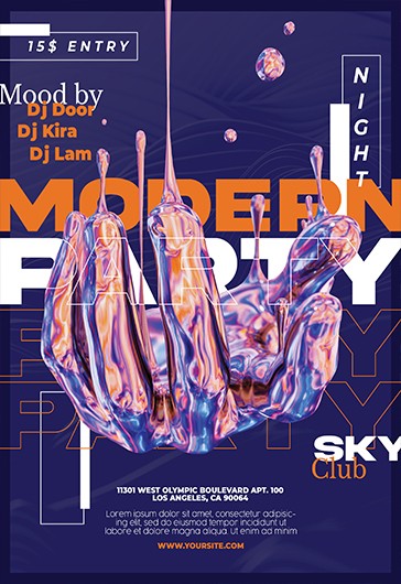 Purple Exclusive Modern Party Free Flyer Template PSD | by Elegantflyer