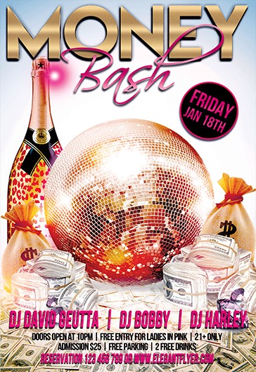 White Artistic Money Bash Free Flyer Template PSD | by Elegantflyer