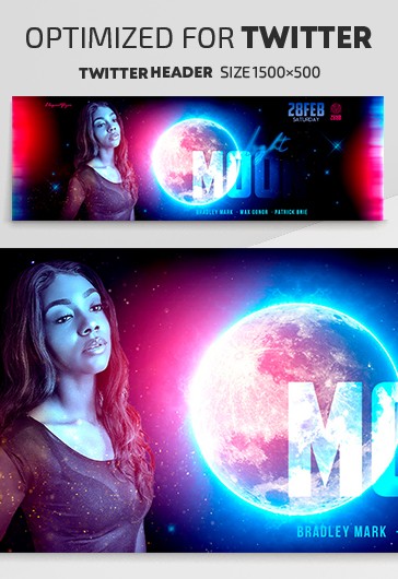 Moon Light Party - Free Twitter Header PSD Template - 10032197 | by ...