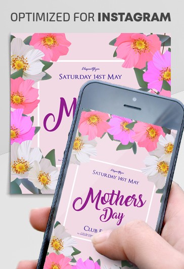 Rosa Blumen & Pflanzen Muttertag Instagram EPS Free Vektor Vorlage EPS