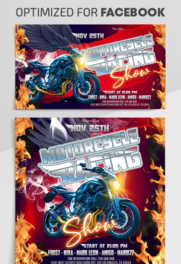Red Creative Moto Show Premium Social Media Template PSD | by Elegantflyer