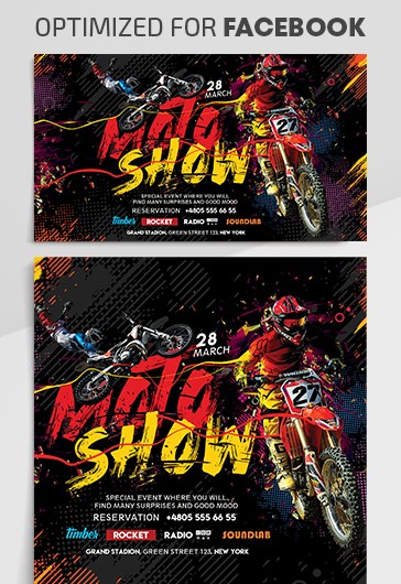 Black Colorful Moto Show Premium Social Media Template PSD | by ...
