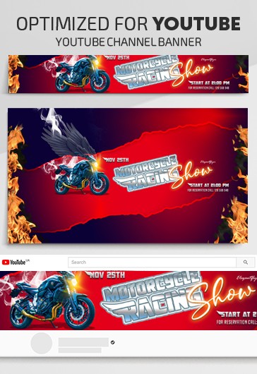 Red Creative Moto Show Youtube Premium Social Media Template PSD | by ...