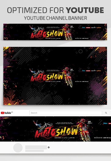 Black Creative Moto Show Youtube Premium Social Media Template PSD | by ...