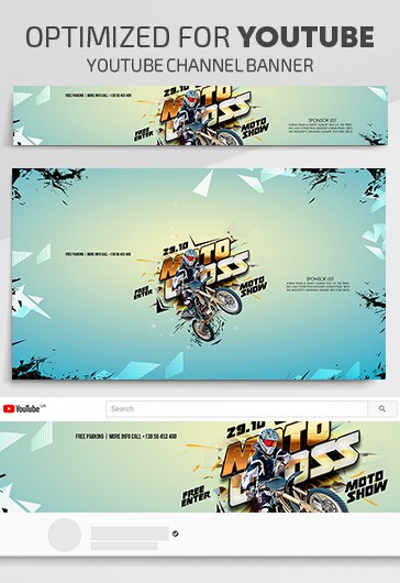 Blue Watercolor Motocross Youtube Premium Social Media Template PSD ...