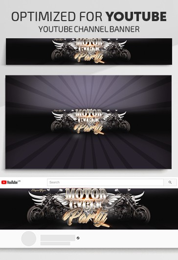 Black Creative Motorcycle Party Youtube Premium Social Media Template PSD