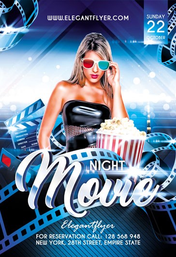 Volantes de Noche de Cine Gratis | elegantflyer.com