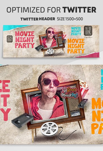 Movie - Free Twitter Header PSD Template - 10027368 | by ElegantFlyer
