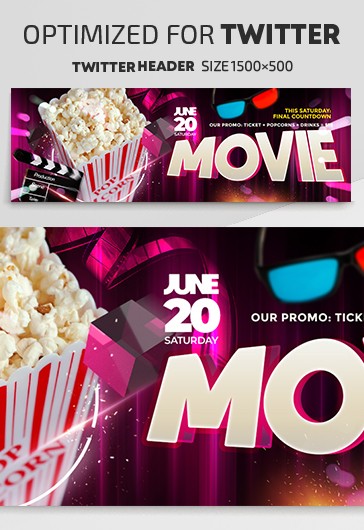 Movie - Free Twitter Header PSD Template - 10027307 | by ElegantFlyer