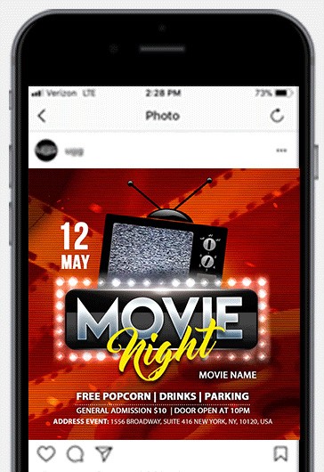Red Creative Movie Night Premium Social Media Template PSD | by ...