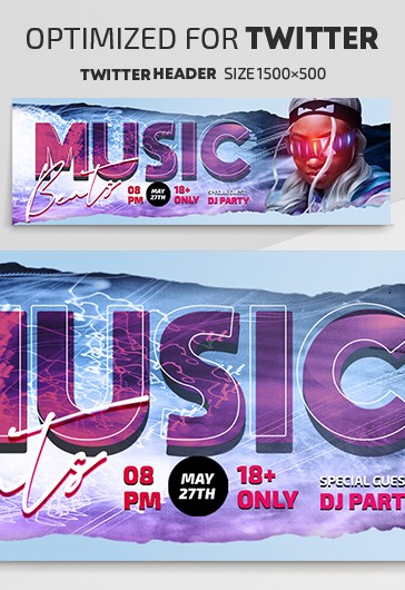 Music Beats - Free Twitter Header PSD Template - 10033157 | by ElegantFlyer
