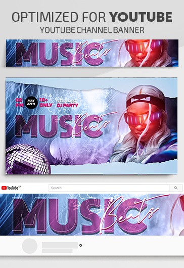 Music Beats - Free Youtube Channel banner PSD Template - 10029786 | by ...