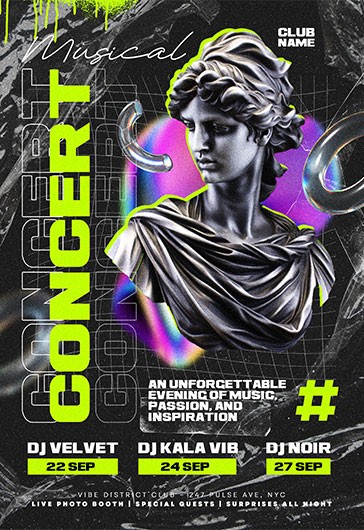 Yellow Colorful Editable Music Concert Free Flyer Template PSD | by ...