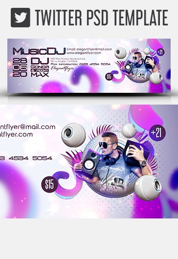 Purple Modern Music DJ Premium Social Media Template PSD | by Elegantflyer