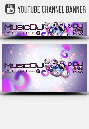 Purple Creative Music DJ Youtube Premium Social Media Template PSD | by ...