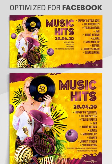 Yellow Creative Music Hits Premium Social Media Template PSD | by ...