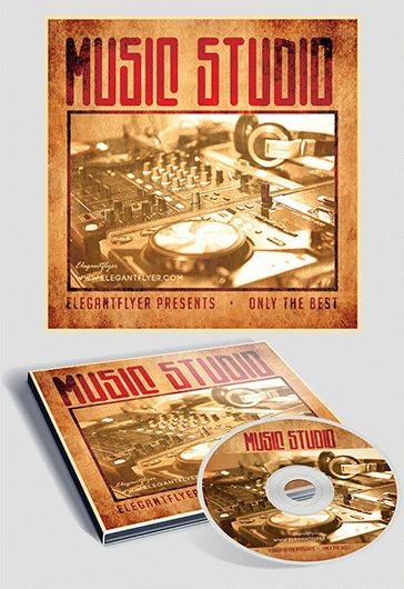 Gold Vintage and Retro Music Studio Free CD Album Cover Template PSD ...