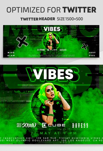 Music Vibes - Free Twitter Header PSD Template - 10026830 | by ElegantFlyer