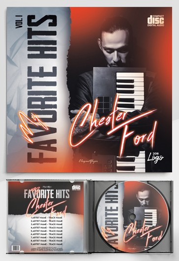 Black Simple My Favorite Hits CD Cover Premium CD Album Cover Template PSD