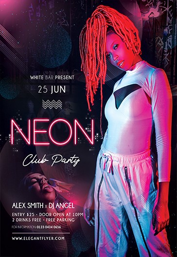 Free Neon Party Flyers | elegantflyer.com