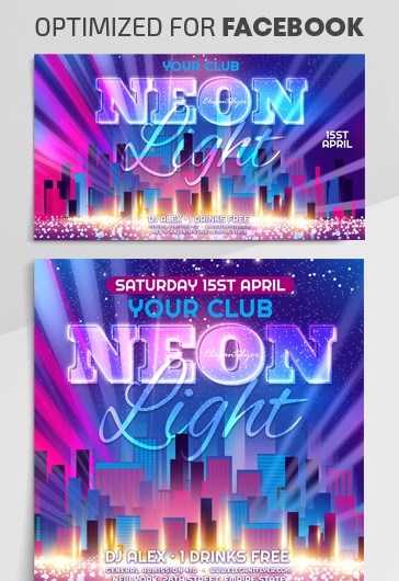 Purple Glow Neon Light Facebook Premium Social Media Template PSD | by ...