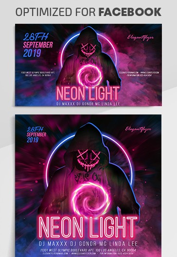 Purple Neon Neon Light Facebook Premium Social Media Template PSD | by ...