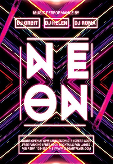 Free Neon Party Flyers | elegantflyer.com