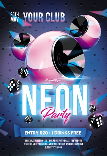 Free Neon Party Flyers | elegantflyer.com