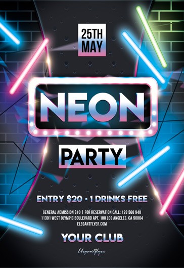 Free Neon Party Flyers | elegantflyer.com
