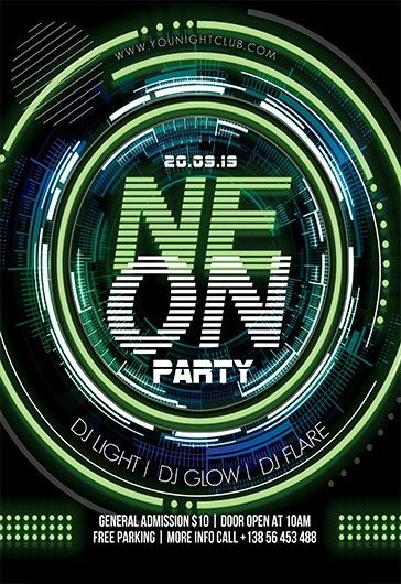 Free Neon Party Flyers | elegantflyer.com