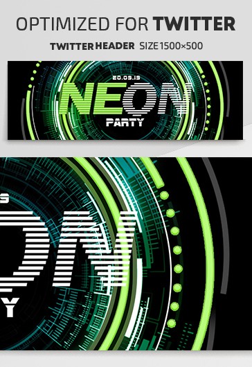 Green Neon Neon Party Twitter Premium Social Media Template PSD | by ...