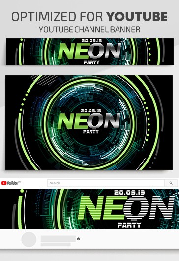 Black Modern Neon Party Youtube Premium Social Media Template PSD | by ...