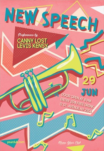 Pink Illustrated New Speech Premium Flyer Template PSD | by Elegantflyer